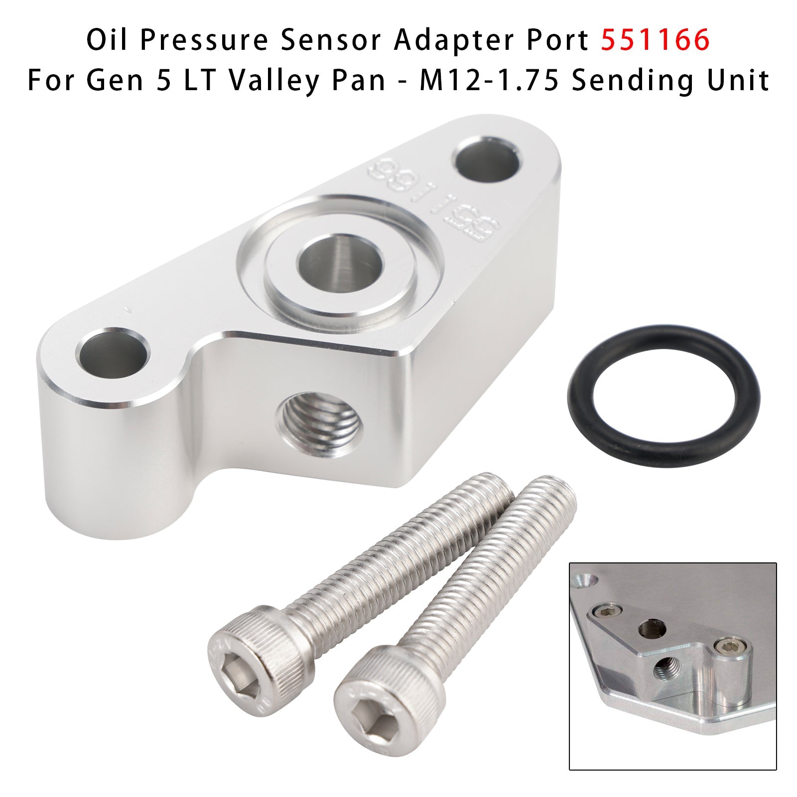 Oil Pressure Sensor Adapter Port 551166 For Gen 5 LT Valley Pan - M12 ...