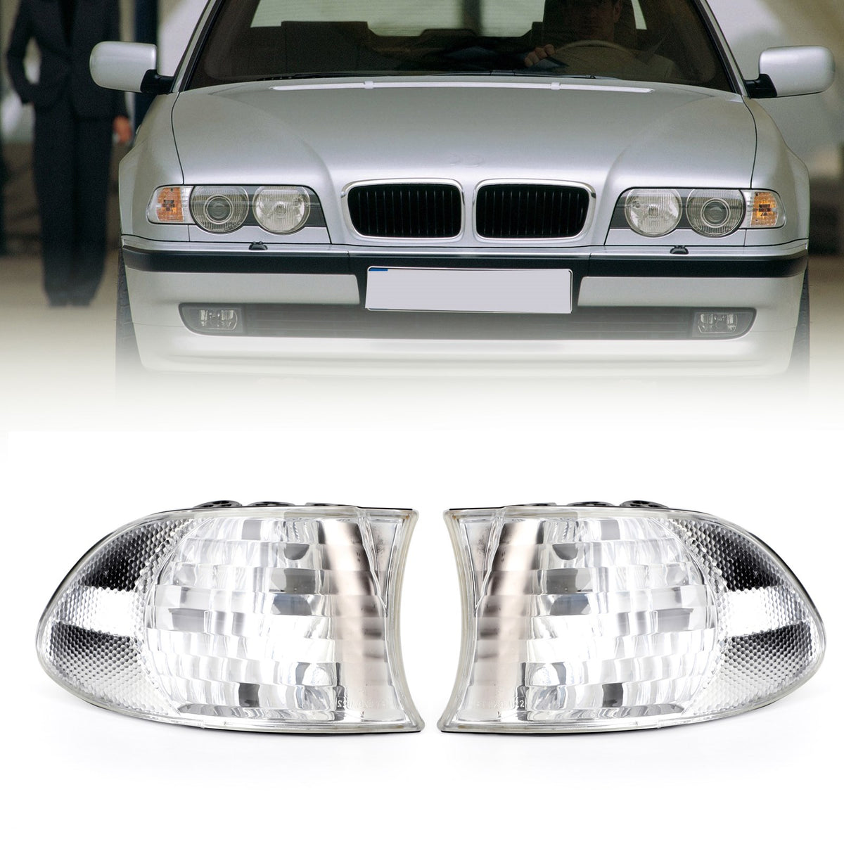 1999-2001 BMW 7-Series E38 White Corner Lights Parking Lamps Pair 6313 ...