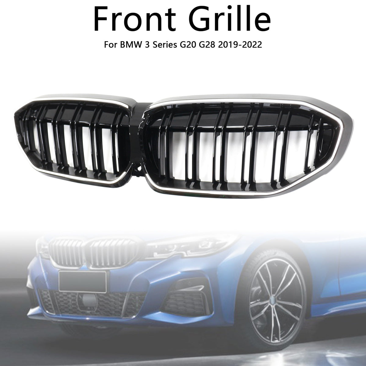 2019-2022 BMW 3 Series G20 Double Slat Black Kidney Grille 51138072085 ...