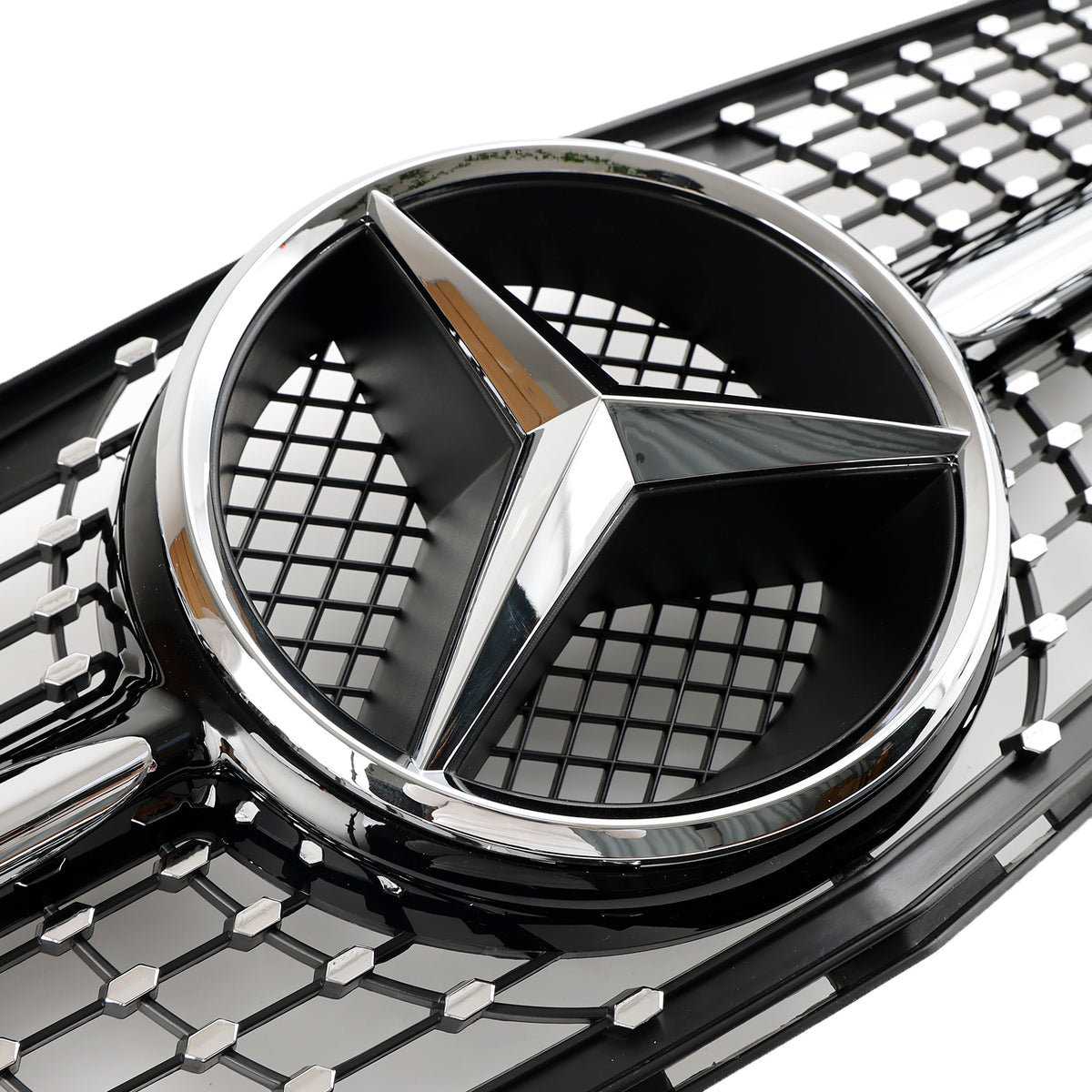 2008-14 Benz W204 C200 C300 Mercedes Diamond Black Chrome Front Grill ...