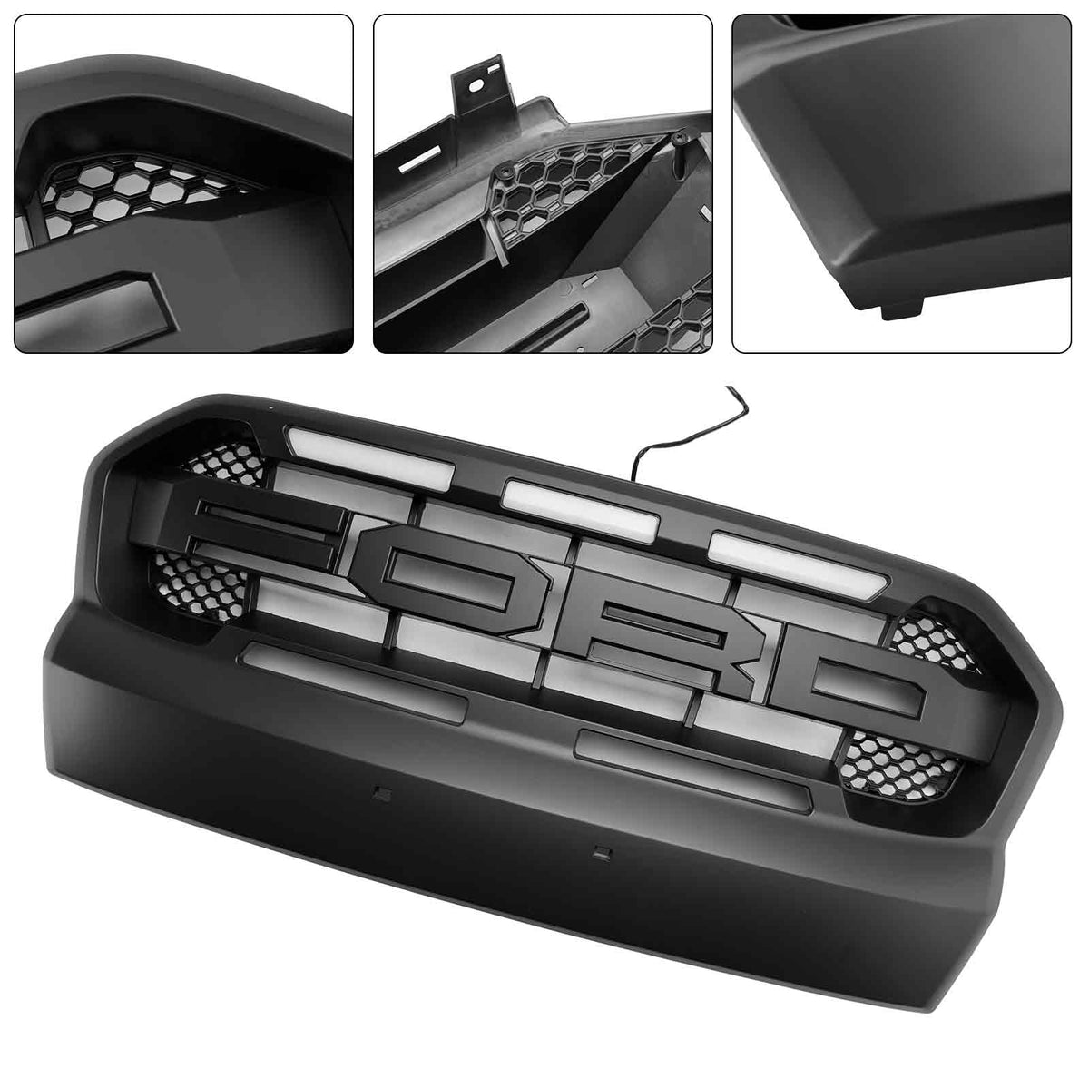 2015-2019 Ford Ranger T7 Raptor Style Front Bumper Grill Grille W/Led ...