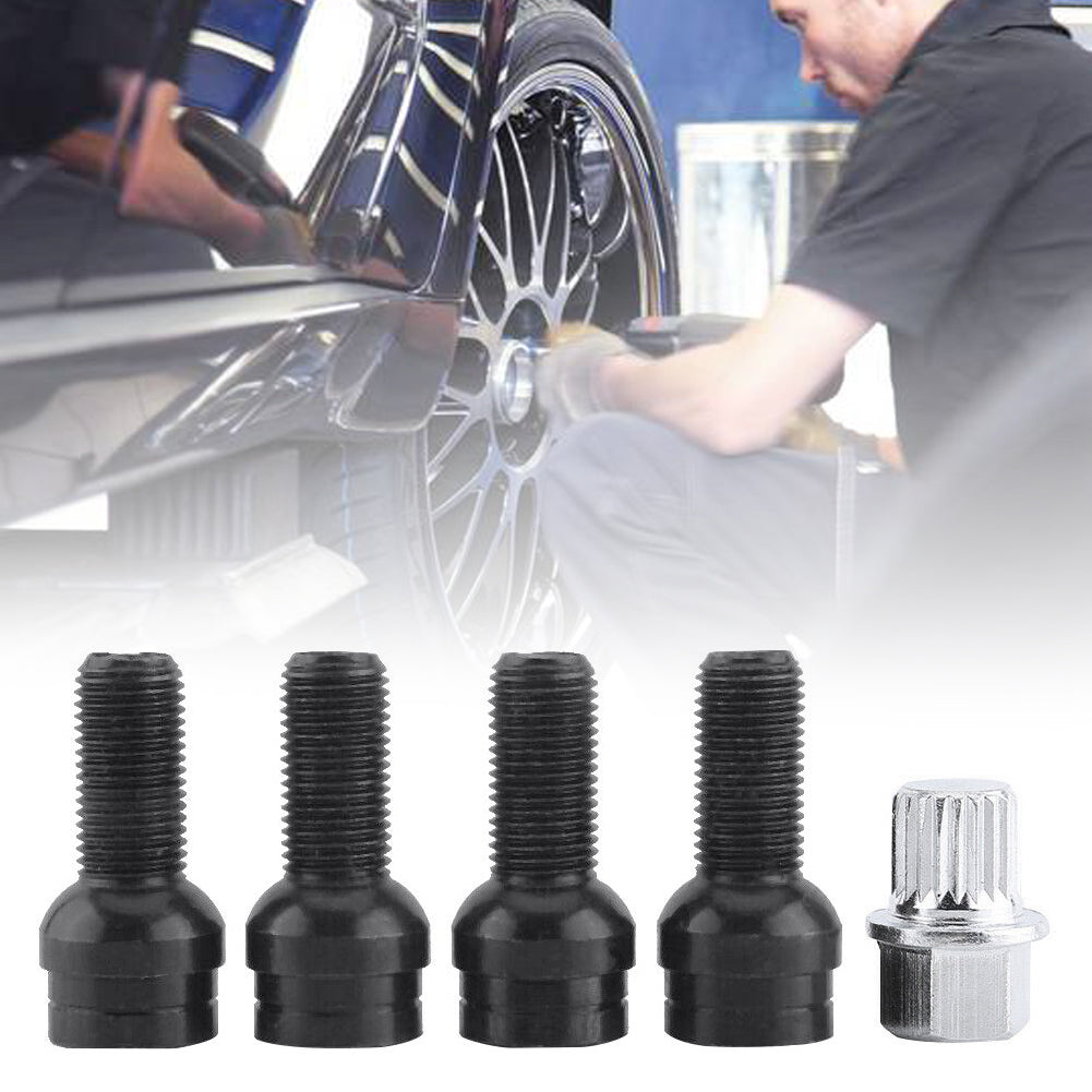 4+1 17mm Steel Wheel Bolt & Lock Lug Nut Set With Key For VW Golf Audi ...