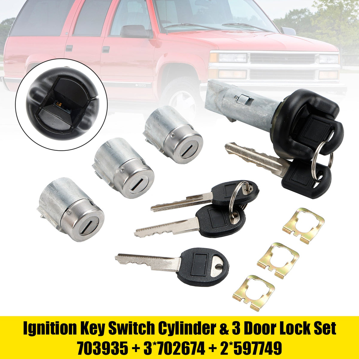 1998-1999 Chevy Suburban/Tahoe Ignition Switch Cylinder & 3 Door Lock ...